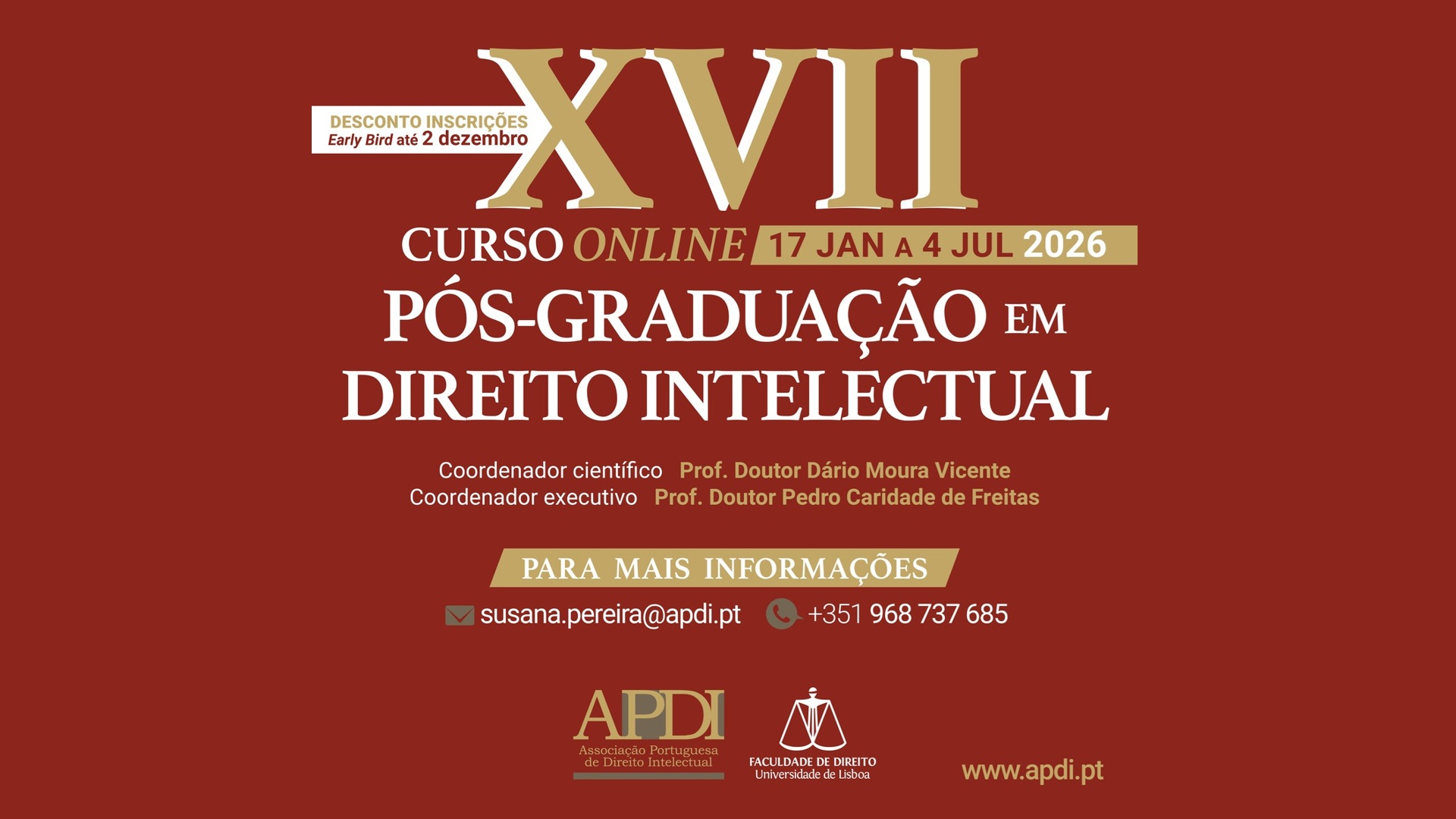 GEDAI apoia XVII Pós-Graduação em Direito Intelectual da APDI - GEDAI